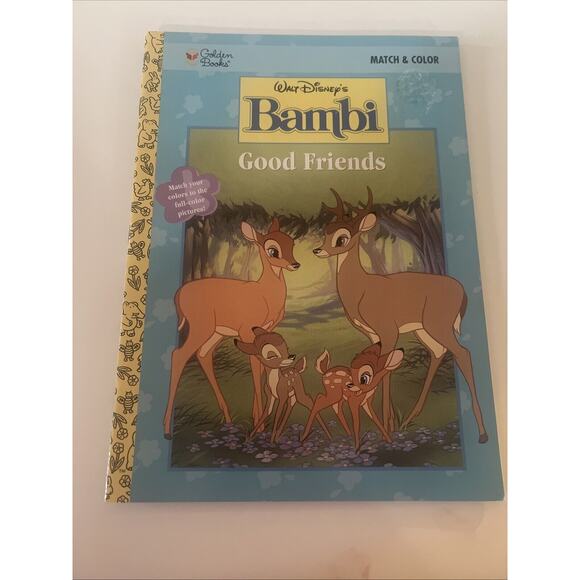 Other | Disney Bambi Good Friend Match Color Coloring Book Uncolored ...